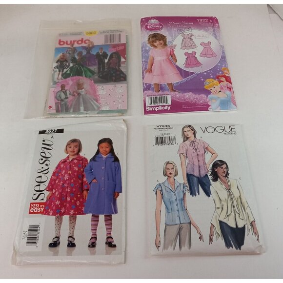Disney, Barbie, See & Sew, Vogue | Other | Mixed Lot Of 4 Sewing ...